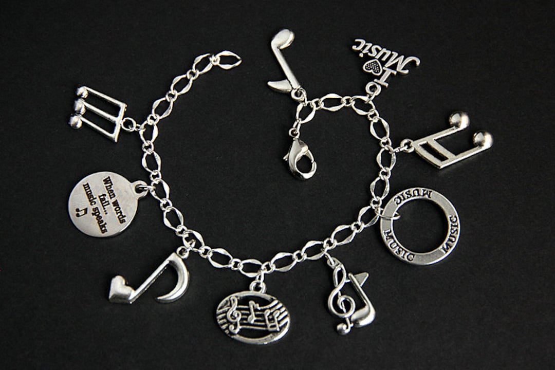 Music Bracelet. Music Charm Bracelet. Music Lover Bracelet. Musical ...