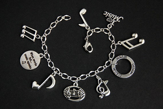 Music Bracelet. Music Charm Bracelet. Music Lover Bracelet. | Etsy