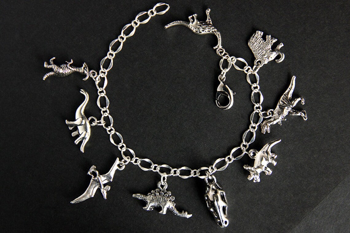 Dinosaur Bracelet. Paleontology Charm Bracelet. Dinosaur Lover - Etsy
