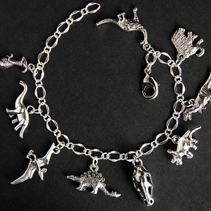 Dinosaur Bracelet. Paleontology Charm Bracelet. Dinosaur Lover Bracelet ...
