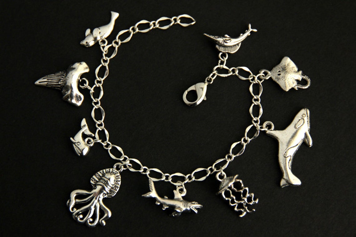 Sea Predator Bracelet. Sea Creatures Charm Bracelet. Marine | Etsy