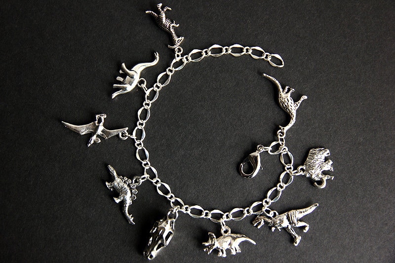 Dinosaur Bracelet. Paleontology Charm Bracelet. Dinosaur Lover - Etsy