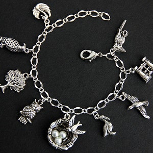 Bird Bracelet. Bird Charm Bracelet. Bird Lover Bracelet. Bird Watcher ...