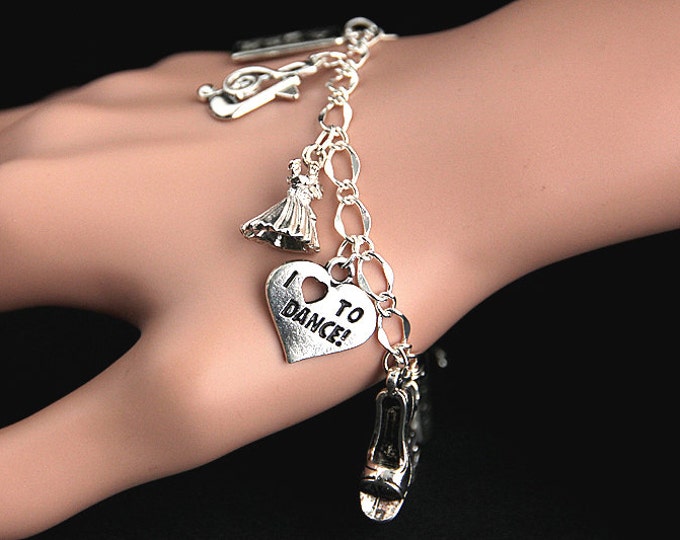 Dance Bracelet. Dance Charm Bracelet. Dancing Bracelet. Silver Bracelet ...
