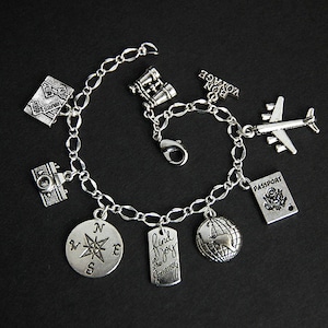 Travel Bracelet. World Traveler Charm Bracelet. Traveler Bracelet ...