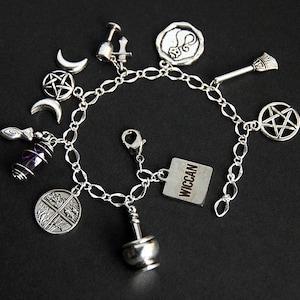 Wicca Bracelet. Witch Charm Bracelet. Wiccan Bracelet. Witch Bracelet. Pagan Jewelry. Wiccan ...