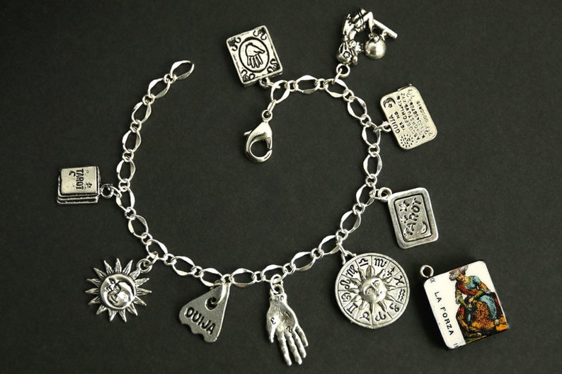 Tarot Card Bracelet. Strength Charm Bracelet. Divination | Etsy