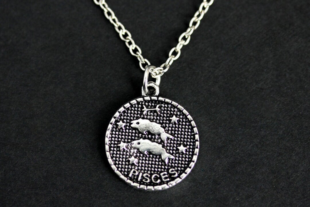 Pisces Necklace. Zodiac Necklace. Pisces Charm Necklace. Silver ...