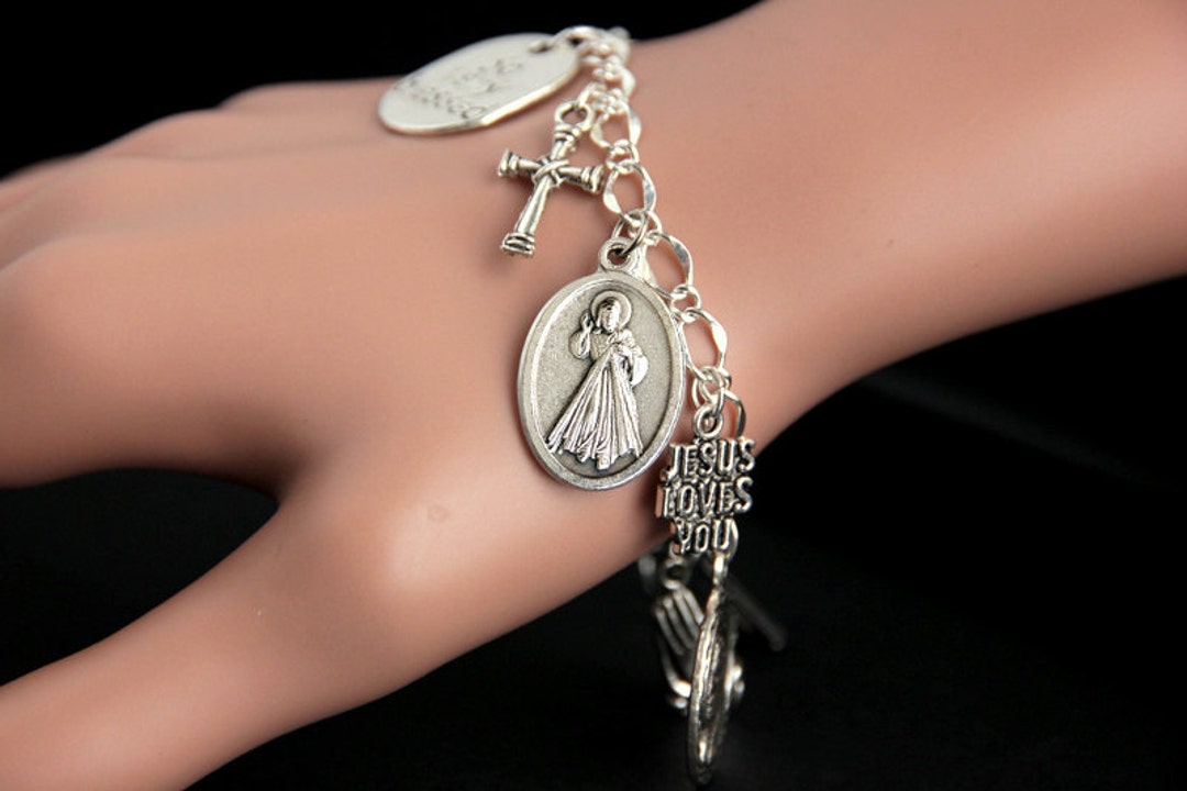 Divine Mercy Bracelet. Christian Bracelet. Catholic Charm Bracelet ...