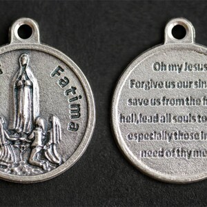 Lady of Fatima Necklace. Fatima Prayer Necklace. Round Medal Necklace ...
