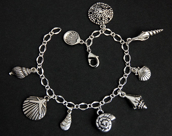 Seashell Bracelet. Sea Shell Charm Bracelet. Beach Bracelet. Silver ...