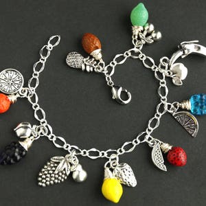 Fruits and Berries Bracelet. Charm Bracelet. Produce Bracelet. Food ...