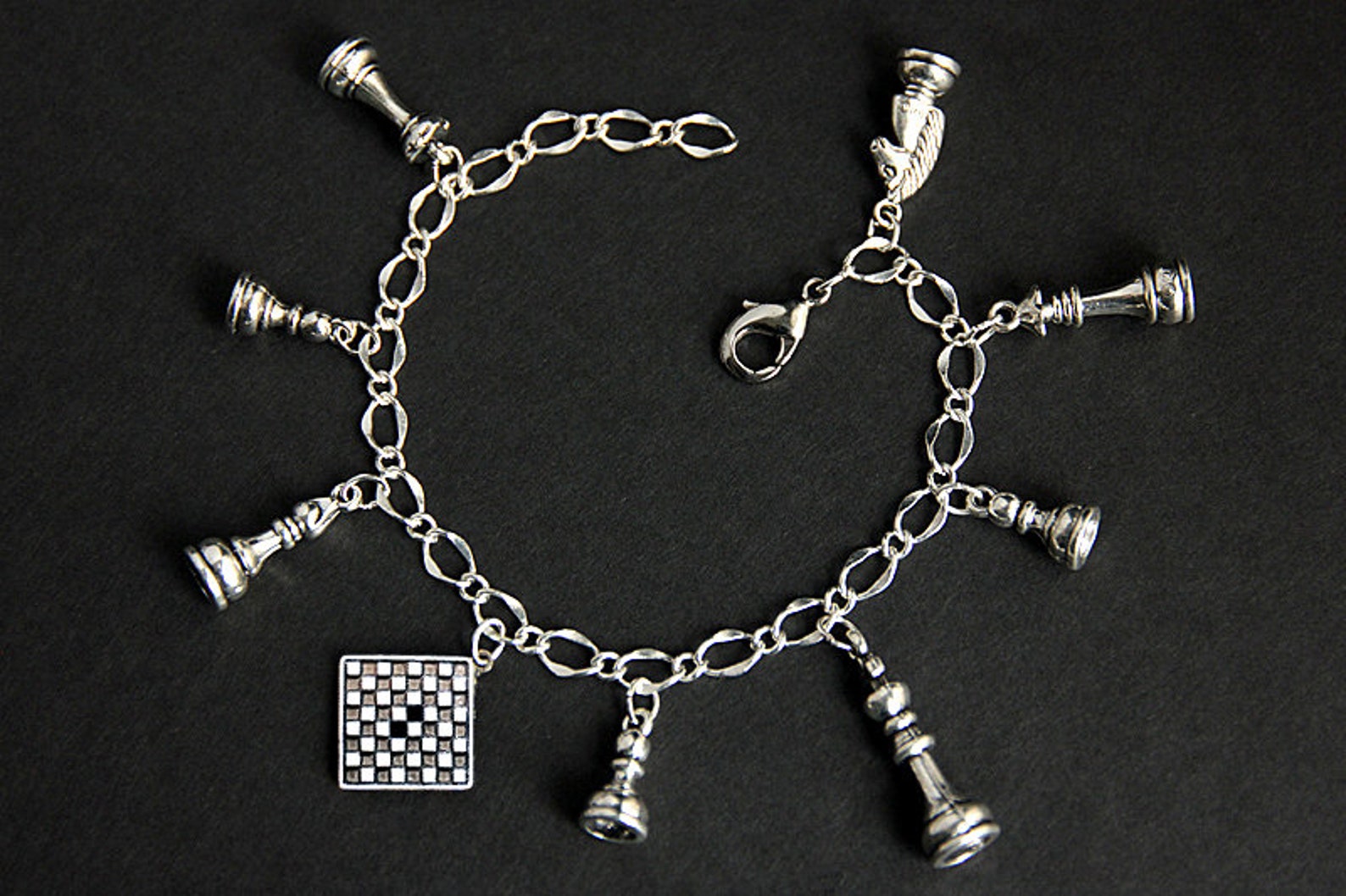 Chess Bracelet. Chess Charm Bracelet. Chess Lover Bracelet. - Etsy