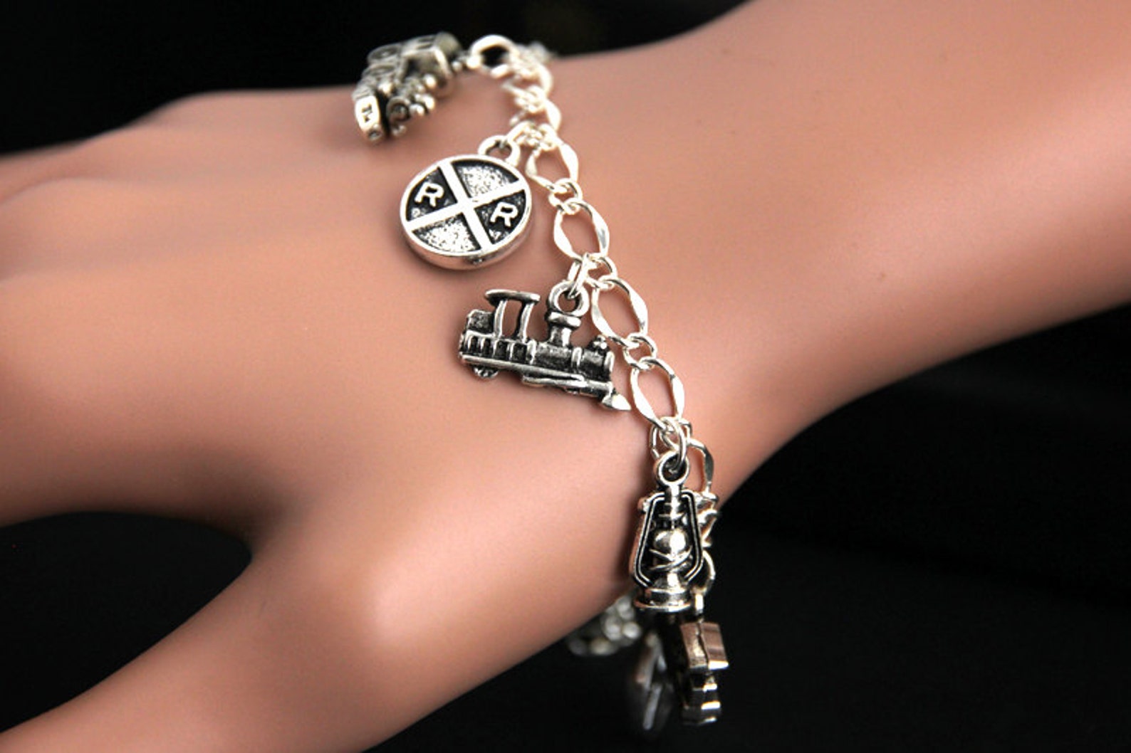 Train Bracelet. Charm Bracelet. Railroad Bracelet. Locomotive Bracelet ...