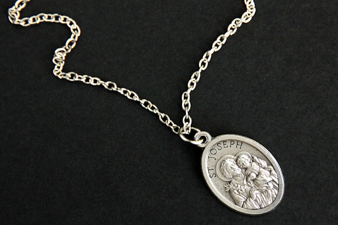 Saint Joseph Necklace. Catholic Necklace. St Joseph Medal Necklace ...