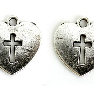 Heart Cross Charm. Cross Heart Charm. Add-on Charm for Bracelet Charm ...