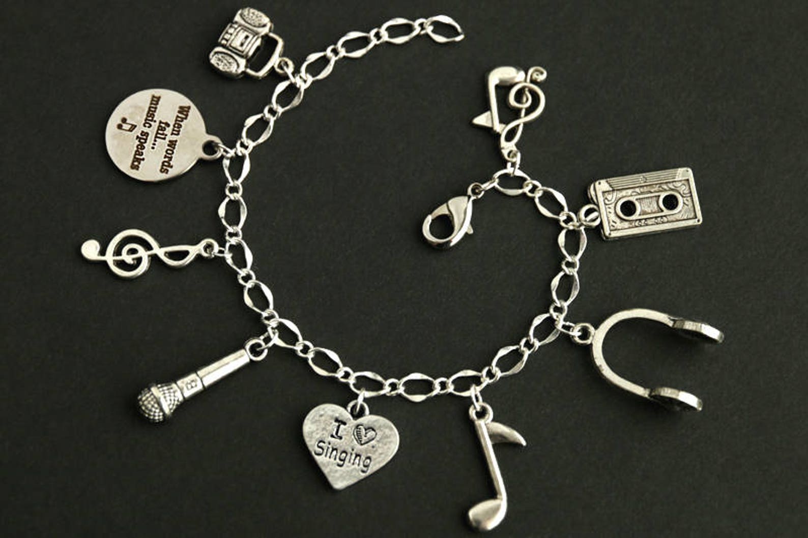Singer Bracelet. Love to Sing Charm Bracelet. Singing | Etsy