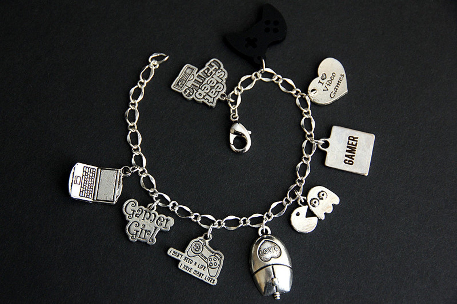 Gamer Bracelet. Gamer Girl Charm Bracelet. Video Games - Etsy