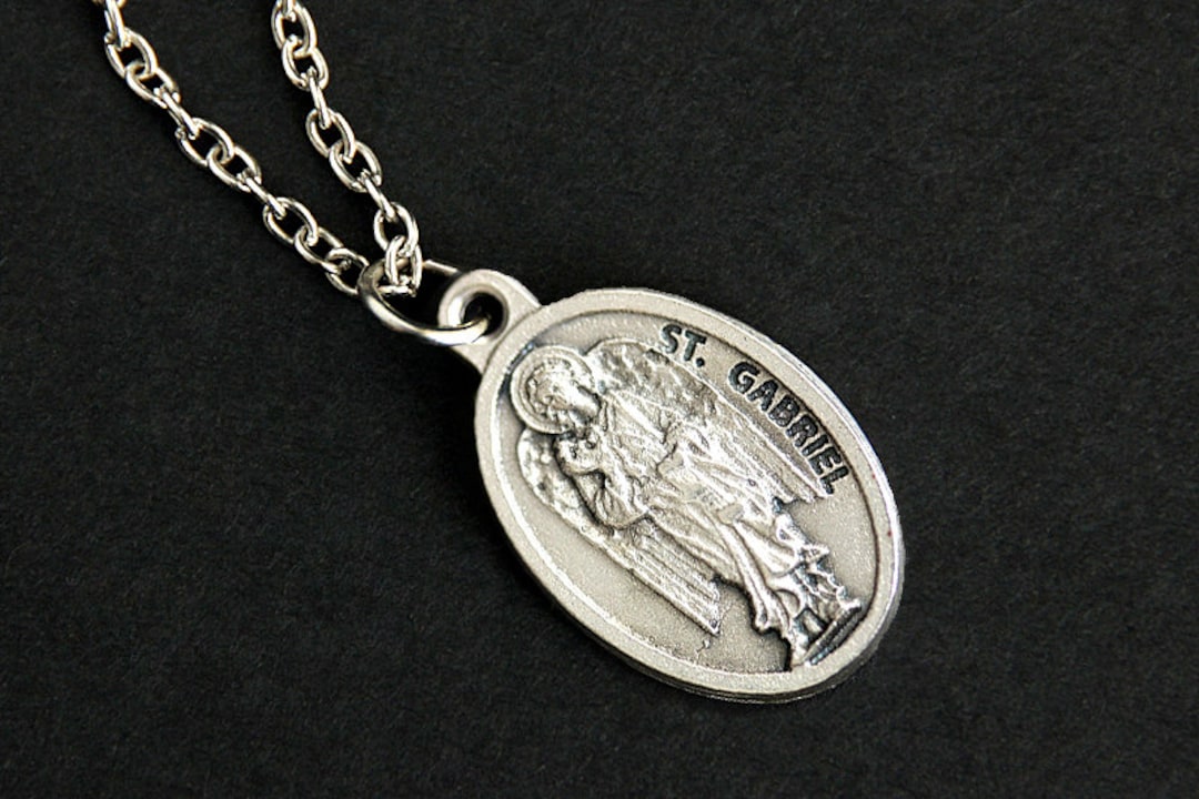 Saint Gabriel Necklace. Christian Necklace. St Gabriel Medal Necklace ...