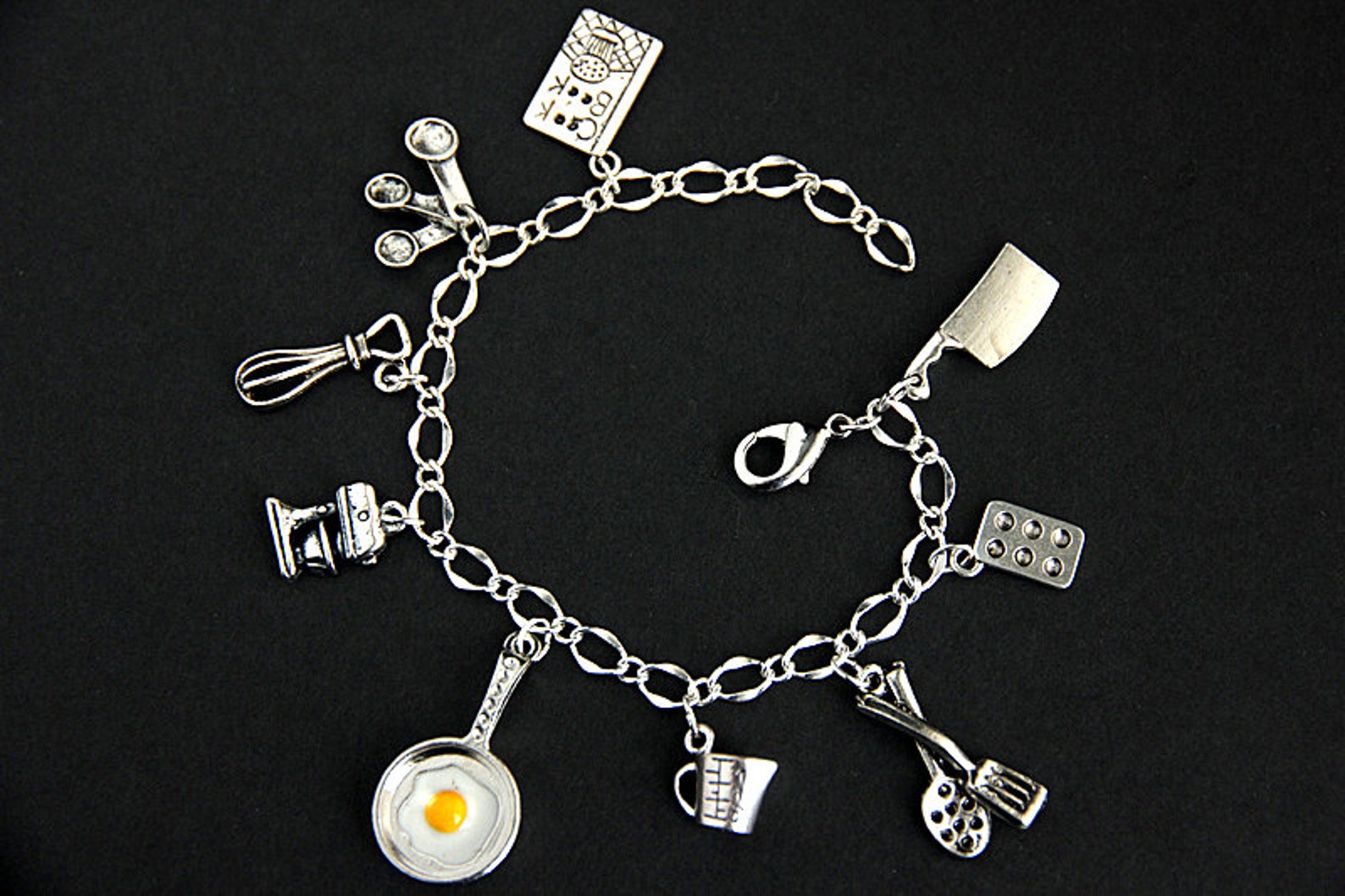 Cooking Bracelet. Cooking Charm Bracelet. Chef Bracelet. Silver ...
