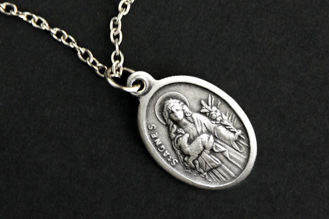 Saint Agnes Necklace. Catholic Necklace. St Agnes Medal Necklace ...