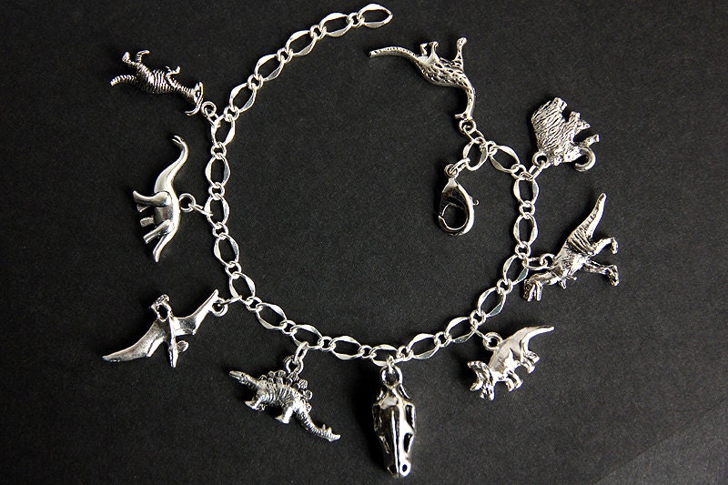 Dinosaur Bracelet. Paleontology Charm Bracelet. Dinosaur Lover Bracelet ...