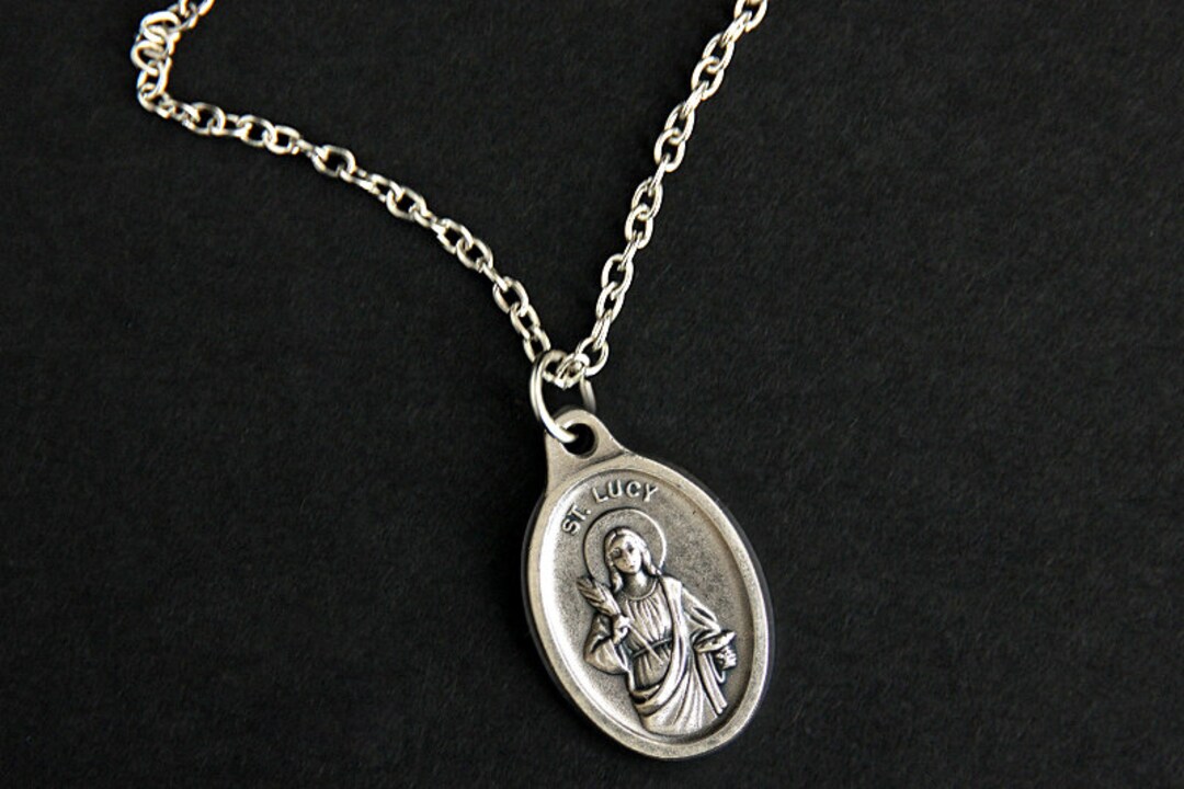 Saint Lucy Necklace. Catholic Saint Necklace. St Lucy Medal Necklace ...