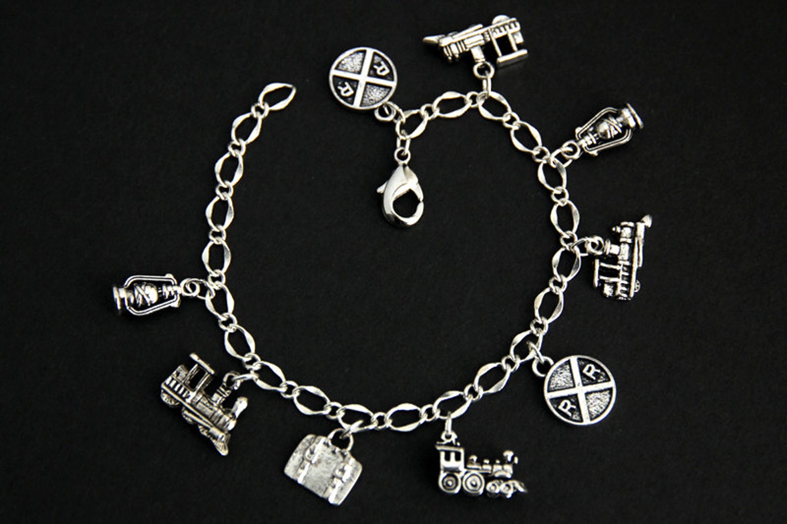 Train Bracelet. Charm Bracelet. Railroad Bracelet. Locomotive Bracelet ...