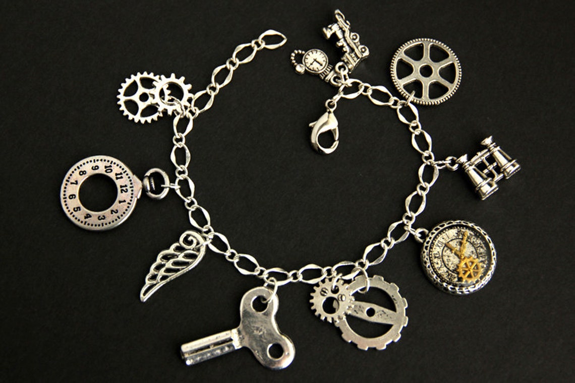 Clockwork Bracelet. Charm Bracelet. Steampunk Bracelet. Silver - Etsy