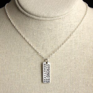 Strong is Beautiful Necklace. Strength Necklace. Encouragement Charm ...