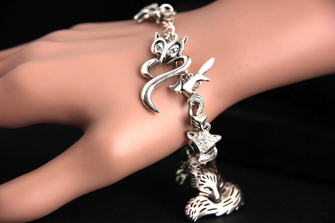 Fox Bracelet. Woodland Fox Charm Bracelet. Forest Animal Bracelet ...