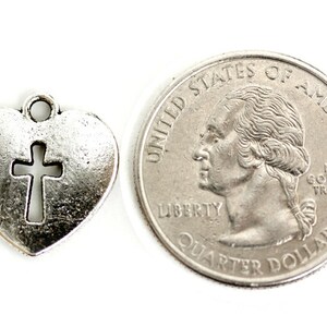 Heart Cross Charm. Cross Heart Charm. Add-on Charm for Bracelet Charm ...