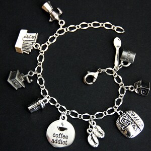 Coffee Bracelet. Coffee Addict Charm Bracelet. Coffee Lover Bracelet ...