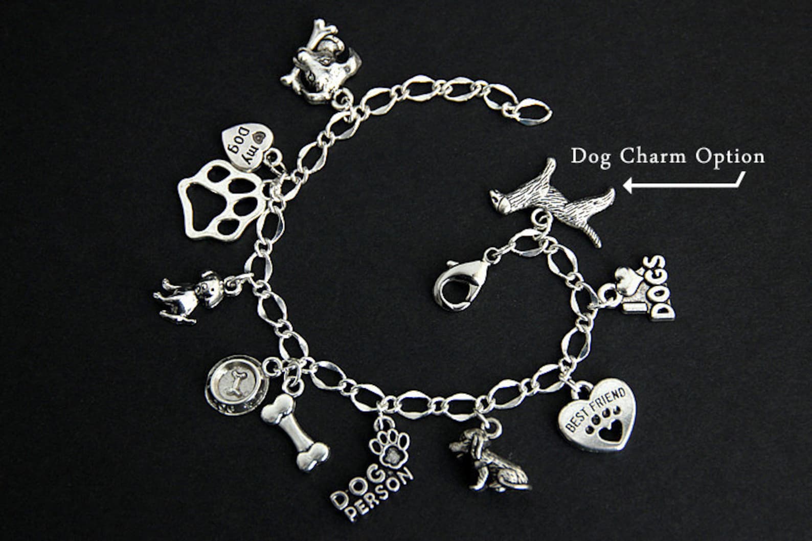Dog Bracelet. Dog Charm Bracelet. Dog Lover Bracelet. Silver - Etsy
