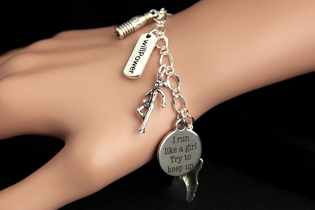 Running Bracelet. Jogging Charm Bracelet. Track Team Bracelet. Silver ...