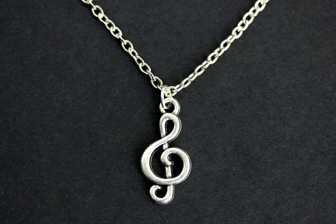 Treble Clef Necklace. Musical Note Charm Necklace. Music Necklace ...