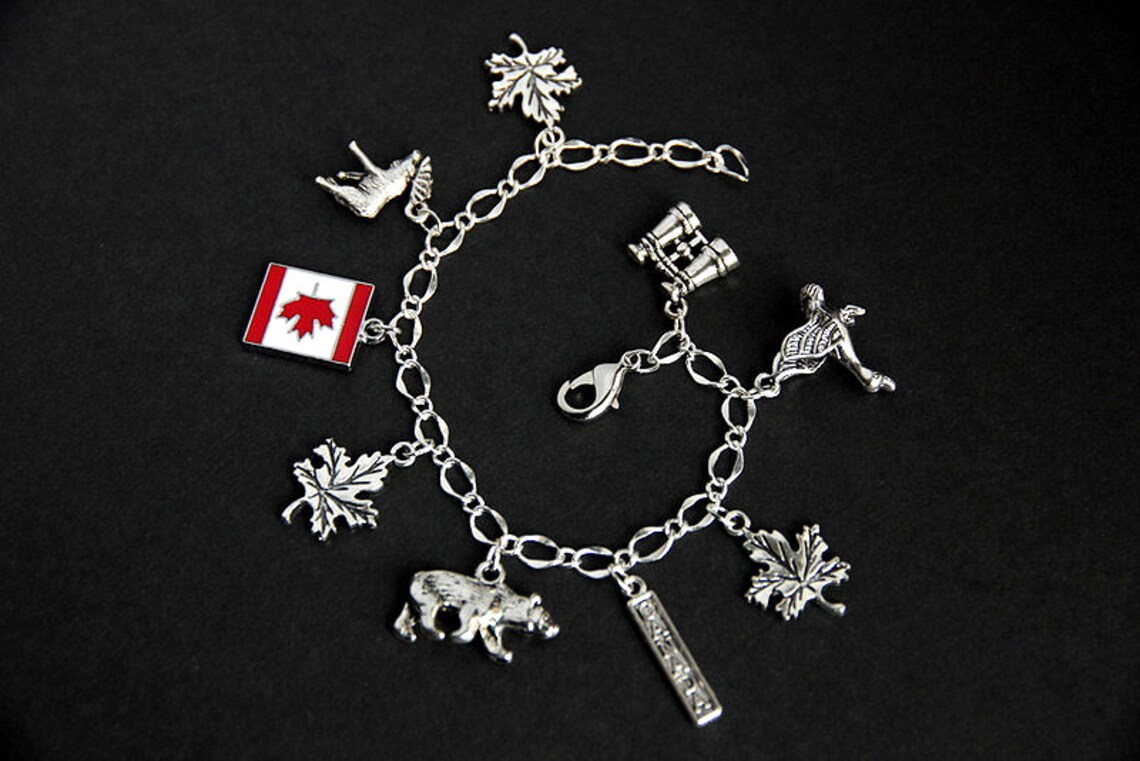 Canada Bracelet. Canadian Charm Bracelet. Travel Bracelet. | Etsy