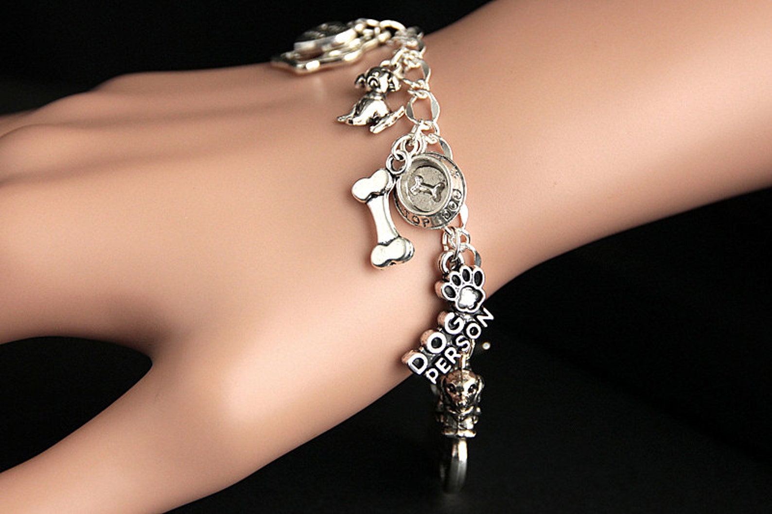 Dog Bracelet. Dog Charm Bracelet. Dog Lover Bracelet. Silver - Etsy