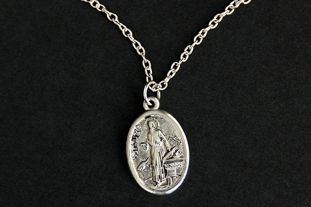 Saint Luke Necklace. Catholic Saint Necklace. St Luke Saint Medal ...
