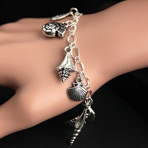 Seashell Bracelet. Sea Shell Charm Bracelet. Beach Bracelet. Silver ...
