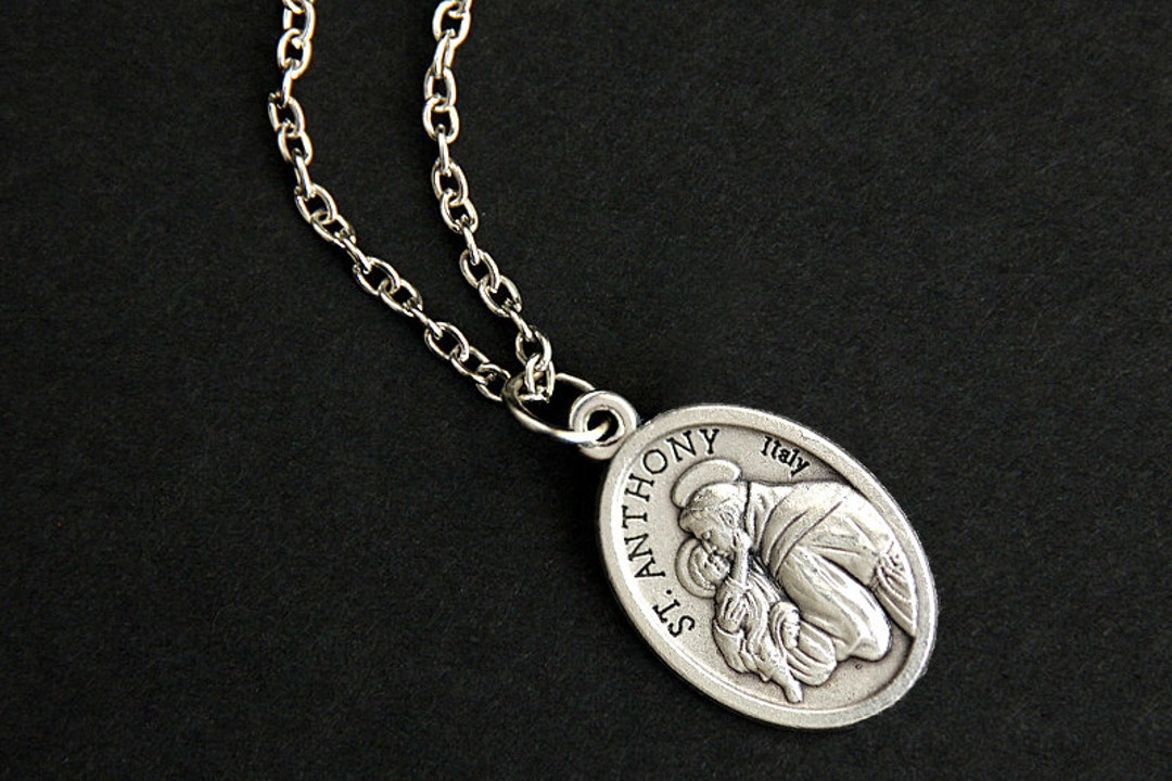 Saint Anthony Necklace. Catholic Necklace. St Anthony Medal Necklace ...