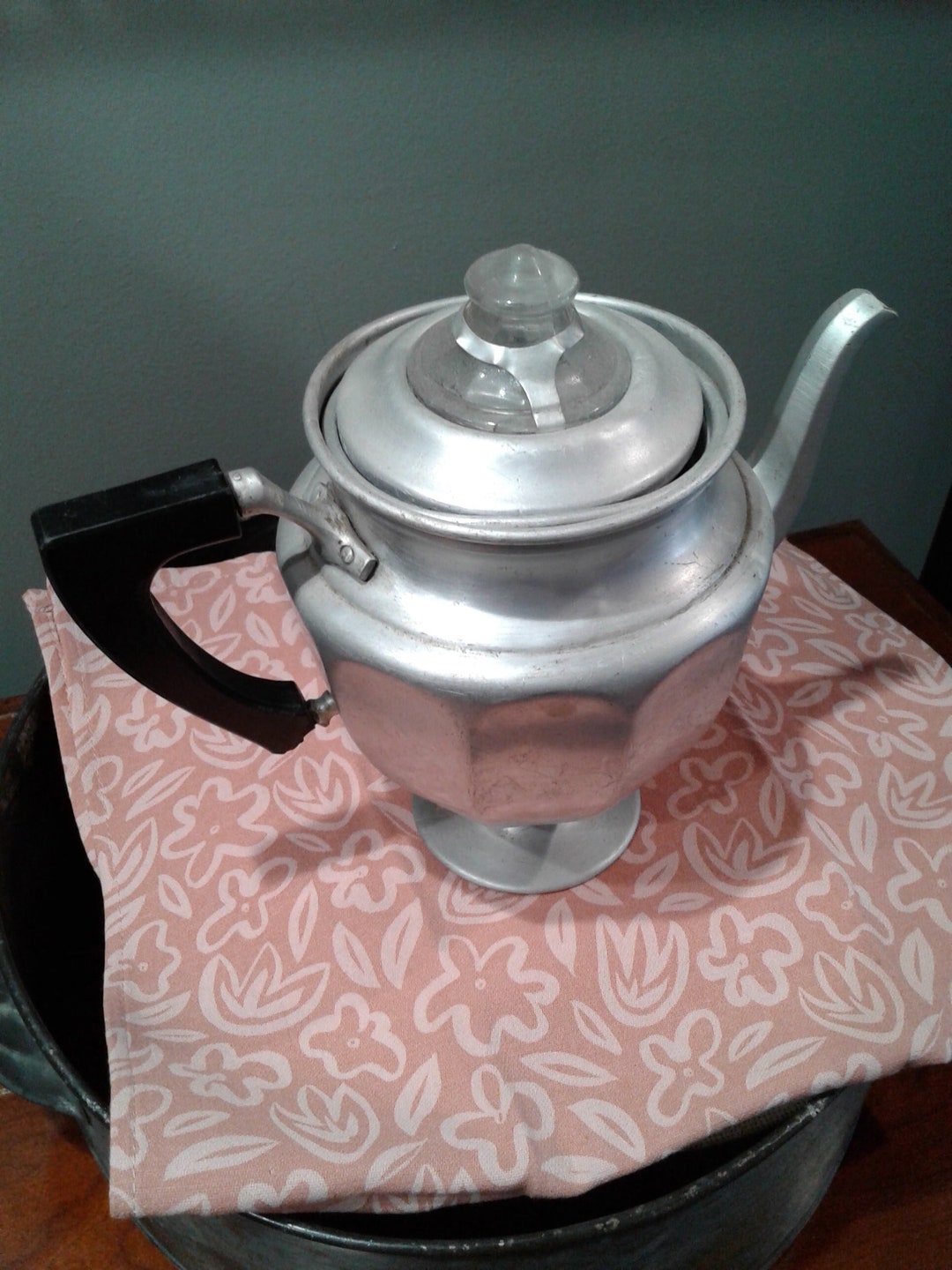 Vintage Aluminum Coffee Pedestal Percolater/ Art Deco Aluminum Coffee ...