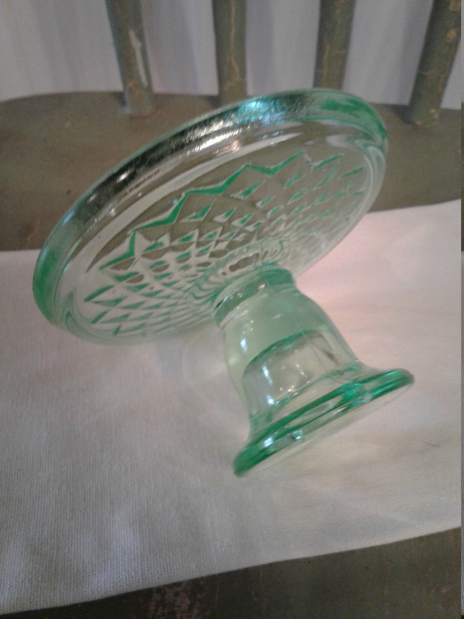 Antique Vaseline Glass Candle Stick/diamond Quilted Pattern - Etsy