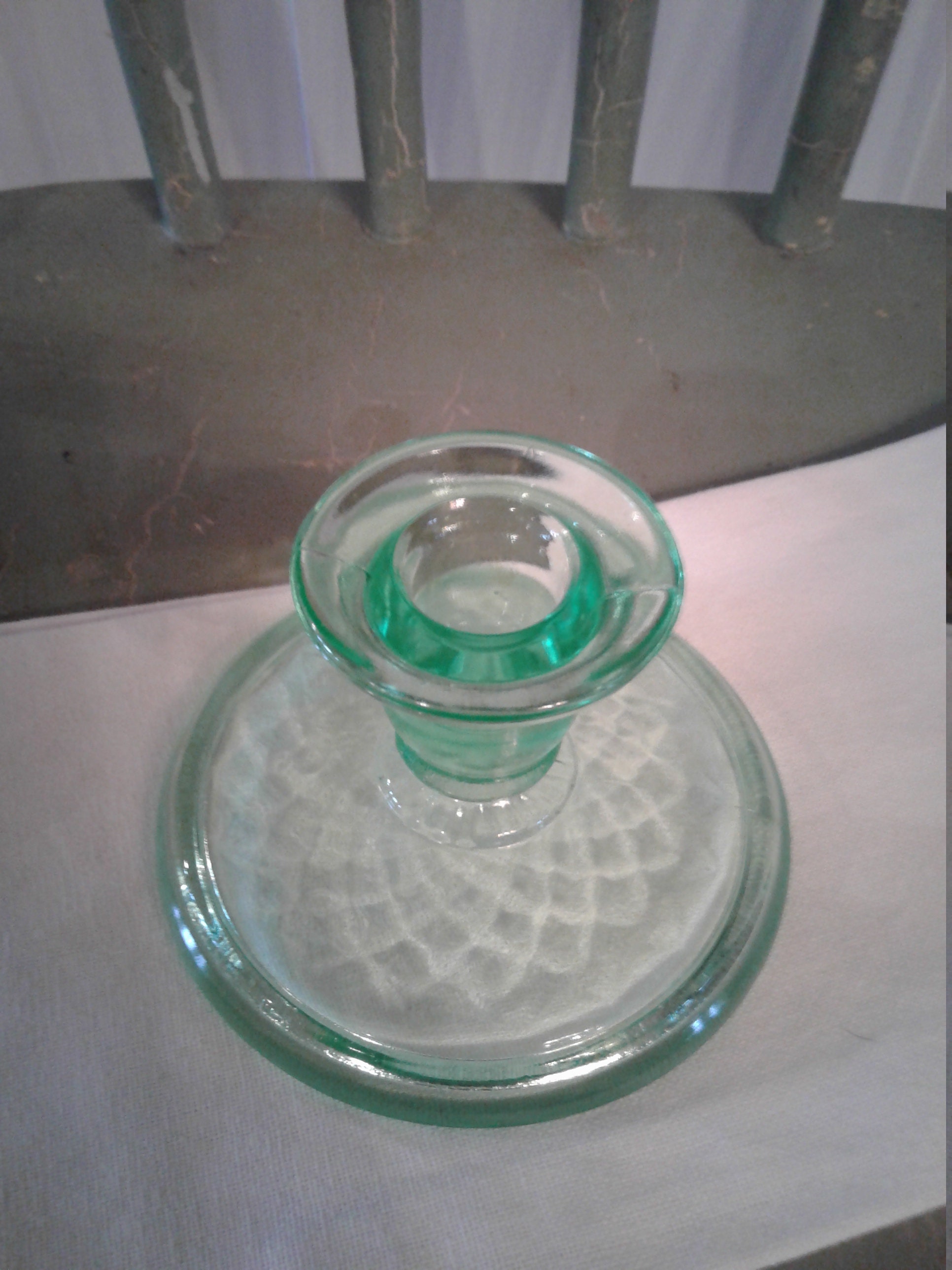 Antique Vaseline Glass Candle Stick/diamond Quilted Pattern - Etsy