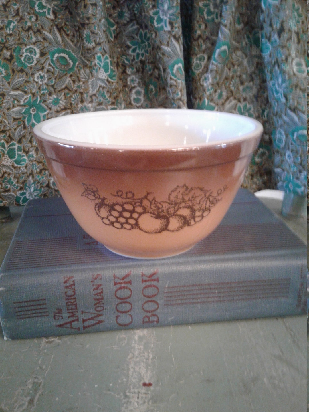 Vintage Pyrex Bowl/ Vintage "old Orchard Pattern" Pyrex Bowl/retro ...