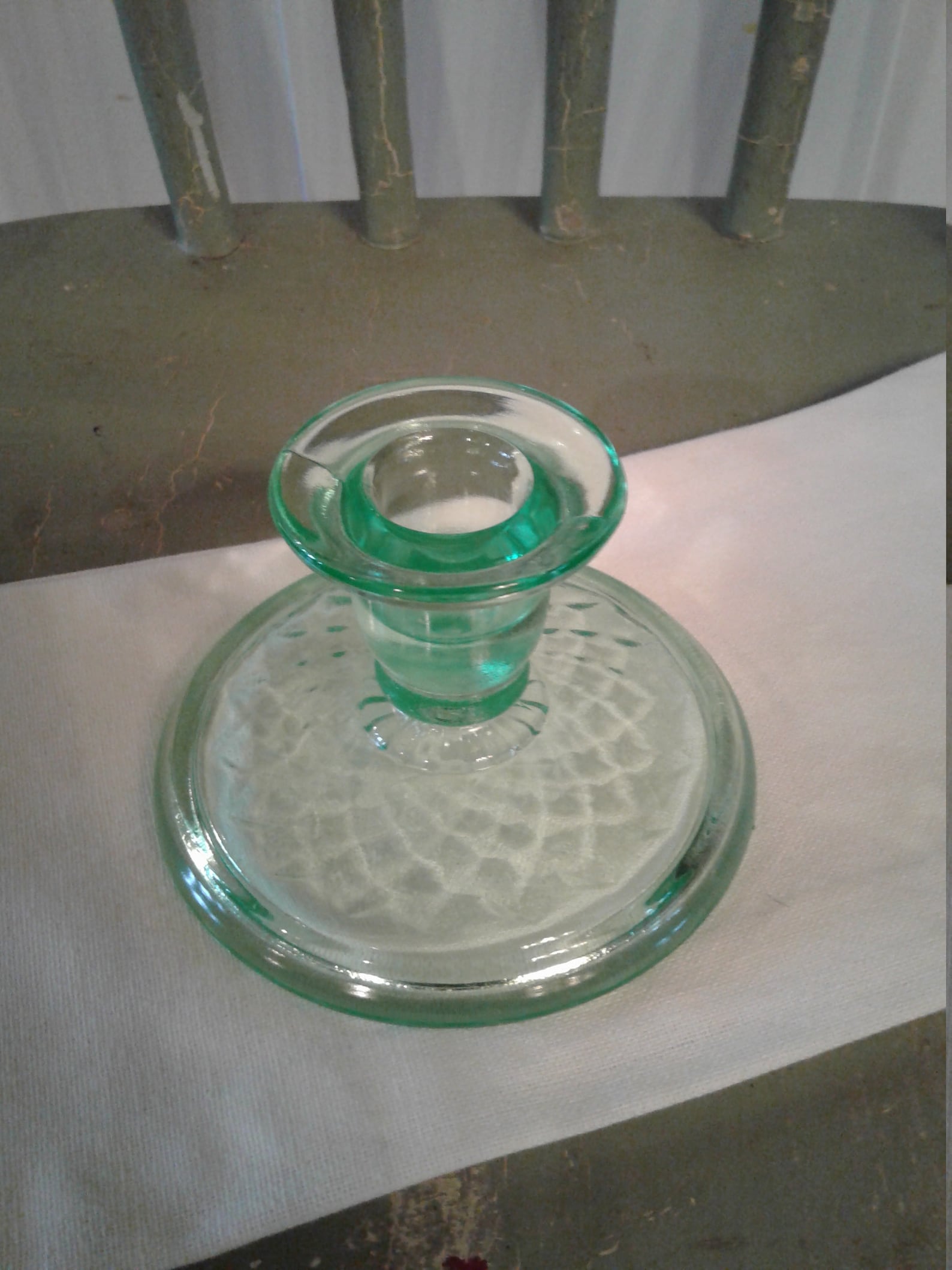 Antique Vaseline Glass Candle Stick/diamond Quilted Pattern - Etsy