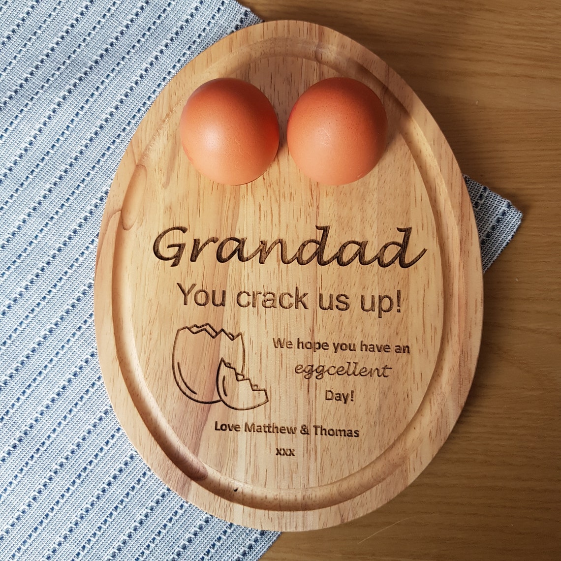 Christmas Personalised Dippy Egg Breakfast Board for Mummy, Daddy ...