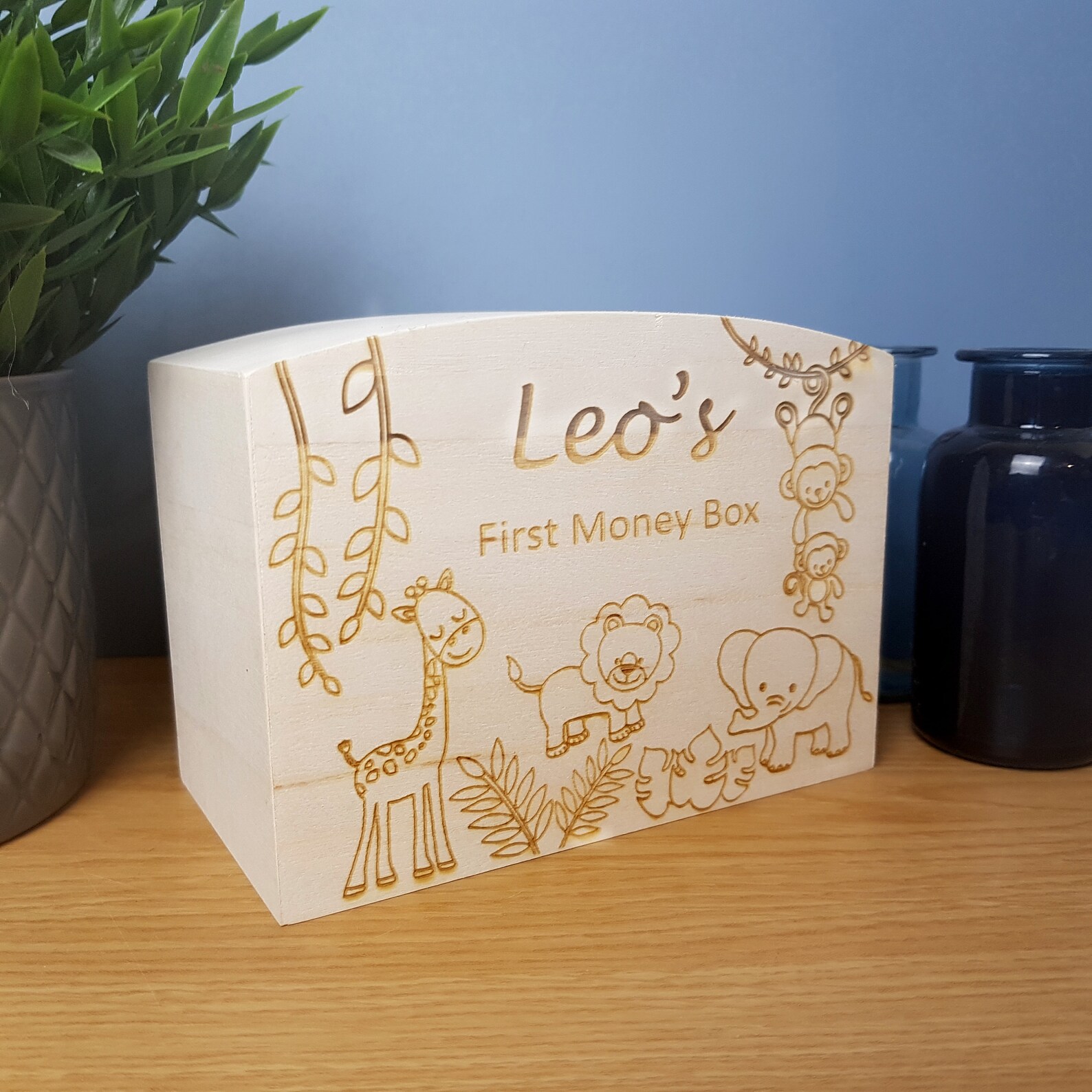Children's First Money Box, Personalised With Any Text, Dinosaur ...