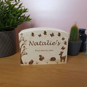 Personalised Money Box, Children's First Money Box, Dinosaur, Forrest ...