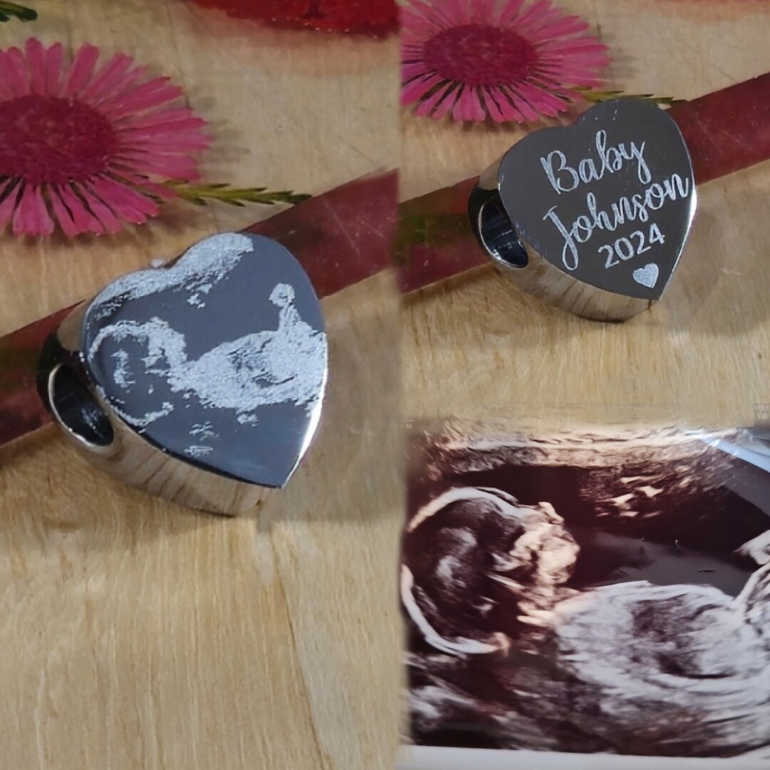 Personalised Baby Shower Gift, 1st Mothers Day Scan Photo Heart Charm ...